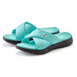Venice Beach Damen Badepantolette Pantolette, Mule, Sandale, offener Schuh, Badeschuh VEGAN blau 39