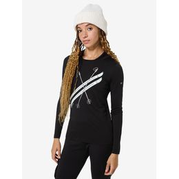 super.natural Funktionslongsleeve "Kryssede Ski" in Schwarz/ Wei&szlig; - 62% | Gr&ouml;&szlig;e XL | Damen-outdoor-tops-shirts