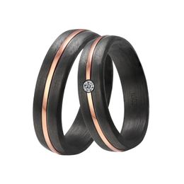 DOOSTI Unisex DOOSTI Trauring &raquo;Schmuck Geschenk CARBON Trauring Ehering Partnerring LIEBE&laquo; wahlweise mit oder ohne Zirkonia rosa