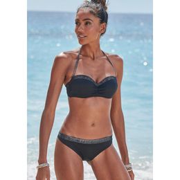 JETTE Damen JETTE B&uuml;gel-Bandeau-Bikini mit glitzernden Eins&auml;tzen schwarz 36, Cup A