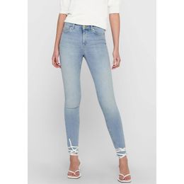 Only Damen Only Ankle-Jeans &raquo;ONLBLUSH MID SK ANK RAW&laquo; mit leicht ausgefranstem Beinabschluss blau XL (42), L&auml;nge 34