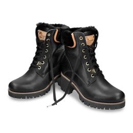 Panama Jack Damen Winterstiefelette mit kuscheligem Lammfell Futter schwarz 36