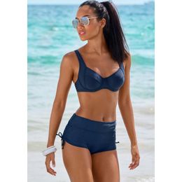 Lascana Damen Lascana Bikini-Hotpants mit seitlicher Raffung blau 36, N-Gr