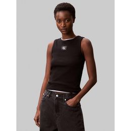 Calvin Klein Jeans Damen Tanktop &raquo;A - WVN LBL 2X2 CTTN&laquo; Mit Rundhalsausschnitt schwarz S (38)