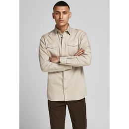 Jack & Jones Jack & Jones Herren Jeanshemd &raquo;JJESHERIDAN im Workwear-Stil mit robuster Baumwollqualit&auml;t&laquo; unifarben, modisch, slim fit, Baumwolle, Hemdkragen beige 