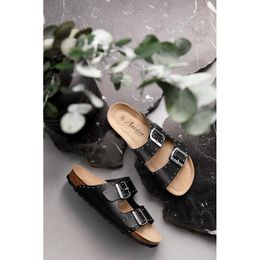 Aniston Shoes Damen Aniston SHOES Pantolette , Sommerschuh, Strandschuh, Nieten - NEUE KOLLEKTION schwarz 37