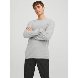 Jack & Jones Jack & Jones Herren &raquo;JJEHILL Einfarbiger Pullover mit angenehmem Tragegef&uuml;hl&laquo; unifarben, modisch, schmal, Baumwolle, Rundhals grau L