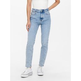 Only Damen Only High-waist-Jeans &raquo;ONLEMILY &ndash; Ankle-Jeans mit High Waist und geradem Schnitt&laquo; helle Waschung f&uuml;r einen ausgewaschenen und helleren 