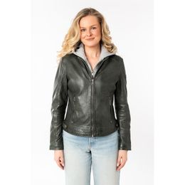 Mauritius Damen Lederjacke &raquo;MWAleni&laquo; mit Kapuze mit Jerseykapuze und Stehkragen gr&uuml;n XS Trachtenmode
