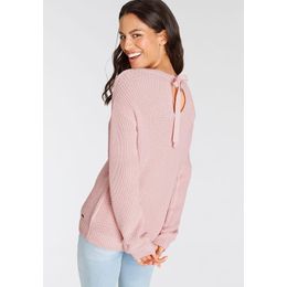 Laura Scott Damen Strickpullover mit Schleifen-Detail rosa 38