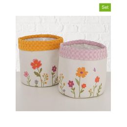 Boltze 2er-Set: &Uuml;bert&ouml;pfe "Antonia" in Wei&szlig;/ Rosa/ Gelb - ((H)18 &Oslash; 16 cm - 53% | Kerzen-vasen