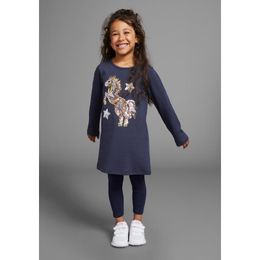 Kidsworld M&auml;dchen Kidsworld Langarmshirt &raquo;PFERD&laquo; Langarm, ausgestellter Schnitt, bedruckt, Rundhalsausschnitt blau 92/98