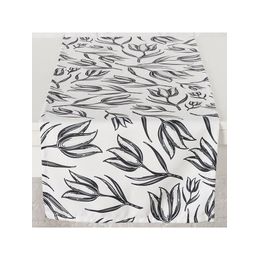 Boltze Tischl&auml;ufer "Carina" in Wei&szlig;/ Schwarz - (L)140 x (B)40 cm - 50% |