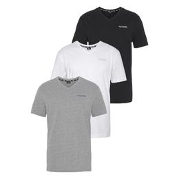 H.I.S. H.I.S Herren V-Shirt 3-er Pack, Kurzarm, Slim Fit, aus Baumwolle schwarz M (48/50)