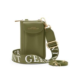 ATELIERS SAINT GERMAIN Leder-Handytasche in Khaki - (B)15 x (H)8 x (T)2 cm - 78% | Damen-handytaschen