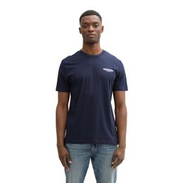 Tom Tailor Denim Herren Tom Tailor Denim Rundhalsshirt mit verschiedenen Logo Prints blau M