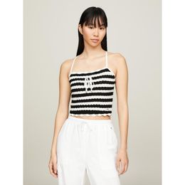 Tommy Jeans Damen Spaghettitop &raquo;TJW CROCHET STRIPE TOP&laquo; schwarz XL (42)