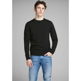 Jack & Jones Jack & Jones Herren Rundhalspullover &raquo;JJEBASIC mit Rundhals, ideal f&uuml;r Job und Freizeit&laquo; unifarben, modisch, slim fit, Baumwolle, Rundhals schwarz S