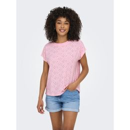 Only Damen Only Kurzarmshirt &raquo;ONLSMILLA LIFE S/S TOP JRS NOOS&laquo; regular fit, modisch, Single Jersey, Materialmix, Rundhals rosa S (36)