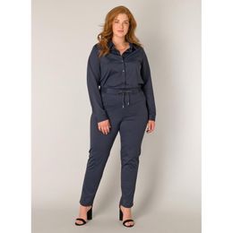 Base Level Curvy Damen Stoffhose &raquo;Liana&laquo; Sommerhose mit Stretch und Kordelzug, im Jeggings-Style blau 50, L&auml;nge 32