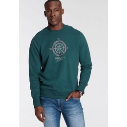 Delmao Herren DELMAO Sweatshirt, lange &Auml;rmel, l&auml;ssige Passform, mit Print, Rundhals gr&uuml;n 4XL (68/70)