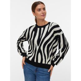 V&eacute;ro Moda Vero Moda Damen Strickpullover &raquo;VMSILJEANIMAL LS O-NCK PULLOVER GA NOOS&laquo; schwarz XS