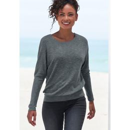Vivance Damen Langarmshirt &raquo;mit breitem Bund&laquo; aus strukturiertem Feinstrick mit Viskose grau 40/42