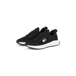 Tommy Jeans Herren Slip-On Sneaker &raquo;TJM RUNNER KNTITTED&laquo; , Freizeitschuh, Halbschuh, Schlipper mit aufgesetzter Schn&uuml;rung schwarz 44