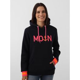 Zwillingsherz Damen Hoodie &raquo;"Rahel"&laquo;, Kontrastb&uuml;ndchen, K&auml;ngurutasche, Langarm, Kapuze, Kordelzug blau M