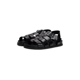 Tommy Jeans Damen Riemchensandale &raquo;TJW FISHERMAN PATENT SANDAL&laquo; , Sandalette, Sommerschuh, R&ouml;mersandale mit verstellbarer Schnalle schwarz 40