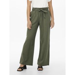 Jacqueline de Yong Jdy Damen JDY Culotte &raquo;JDYSAY MW LINEN BELT PANT WVN NOOS&laquo; Sommerhose mit Leinen gr&uuml;n 40L, N-Gr