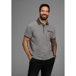 MAN'S WORLD Man's World Herren Poloshirt Kurzarm, Regular Fit, melierte Struktur, Rundhalsausschnitt schwarz XL (56/58)