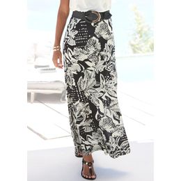 Vivance Damen Maxirock mit Alloverprint, Sommerrock, casual schwarz 34