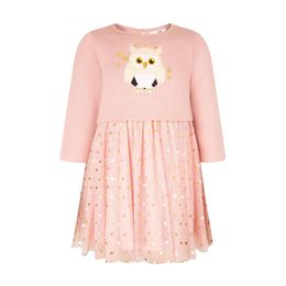 happy girls M&auml;dchen happy girls Sweatkleid mit hochwertiger Applikation und glitzerndem Alloverprint rosa 110, N-Gr