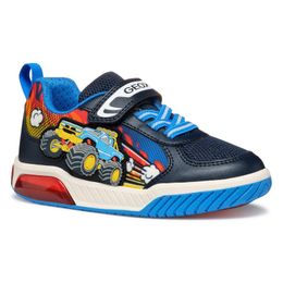Geox Jungen Sneaker &raquo;J INEK BOY Blinkschuh&laquo; Kindergartenschuh, Klettschuh mit Fahrzeug Motiv blau 32