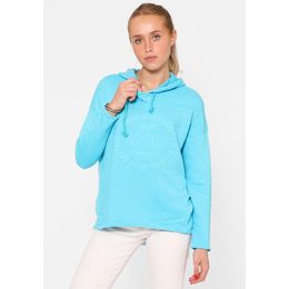 Zwillingsherz Damen Hoodie &raquo;"Moin"&laquo;, Kapuze, Kordelzug, Langarm, maritimer Schriftzug blau S/M
