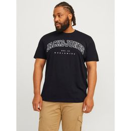 Jack & Jones PlusSize Jack & Jones Plussize Herren Jack & Jones PlusSize T-Shirt &raquo;JJECALEB VARSITY TEE SS O-NECK NOOS PLS&laquo; mit Logobranding schwarz 3XL