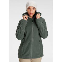 Polarino Damen Fleecejacke mit Kapuze f&uuml;r kalte Tage, aus Fleece, sportlicher Stil, atmungsaktiv gr&uuml;n 58
