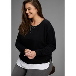 Laura Scott Curve Damen Laura Scott CURVE Sweatshirt, mit gepflegtem Bluseneinsatz - GROSSE GR&Ouml;SSE 40/42
