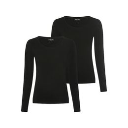Ysabel Mora Damen YSABEL MORA Langarmshirt 2er Pack, Rundhals-Ausschnitt, weich, Baumwollmix, elastisch schwarz XL