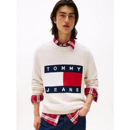 Tommy Jeans Herren Strickpullover &raquo;TJM MELANGE FLAG SWEATER&laquo; Regular Fit, Rundhals Retro Flag Classic wei&szlig; XL