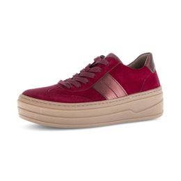 Gabor Damen Plateausneaker , Schn&uuml;rschuh, Freizeitschuh, Halbschuh mit Besatz in Metallicoptik rot 40