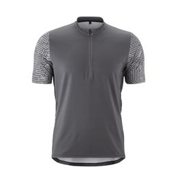 Gonso Herren Radtrikot &raquo;Adventure Jersey Halfzip M&laquo; Herren Fahrradtrikot kurzarm, R&uuml;ckentasche mit RV, Quick-Dry, Slim Fit grau L