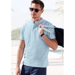John Devin Herren Poloshirt &raquo;mit Stehkragen,&laquo; Regular-Fit, aus Baumwoll-Piqu&eacute; blau M (48/50)