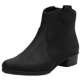 Rieker Damen Westernstiefelette , Stiefelette, Cowboyboots, Blockabsatz, mit Innenrei&szlig;verschluss schwarz 37