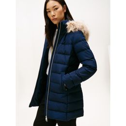 Tommy Hilfiger Damen Steppmantel &raquo;MW DOWN SLIM COAT WITH FUR&laquo; mit Fellimitat blau XXL (44)