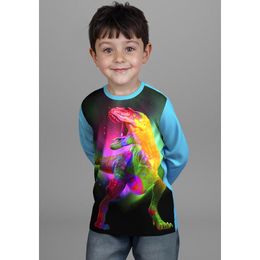 Kidsworld Jungen Kidsworld Langarmshirt &raquo;Dino-Shirt&laquo; Dino Fotodruck blau 104/110