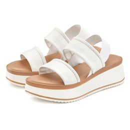 Lascana Damen Lascana Plateausandaletten &raquo;Sommerschuh, Sandale, Sandalette, offener Schuh,&laquo; Sandalette aus Leder mit modisch bequemer Plateausohle 