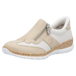 Rieker Damen Slip-On Sneaker , Halbschuh, Freizeitschuh, mit Rei&szlig;verschluss und MemoSoft-Innensohle beige 40