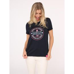 Zwillingsherz Damen T-Shirt &raquo;"Heimat des Herzens"&laquo; Stickerei, Kurzarm, Rundhalsausschnitt, maritim blau L